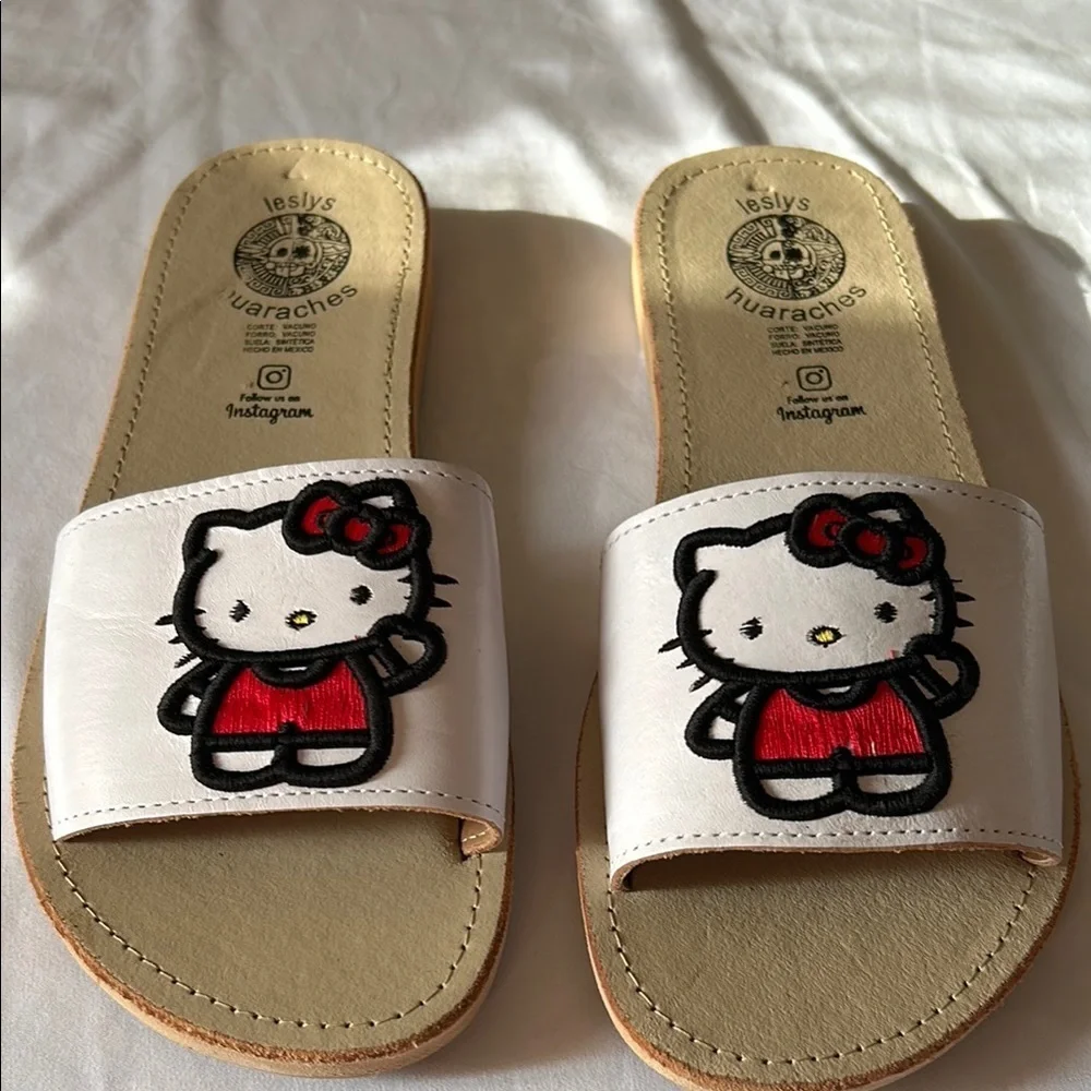 leslys huaraches | Shoes | Hello Kitty Slide Sandals With White Strap ...